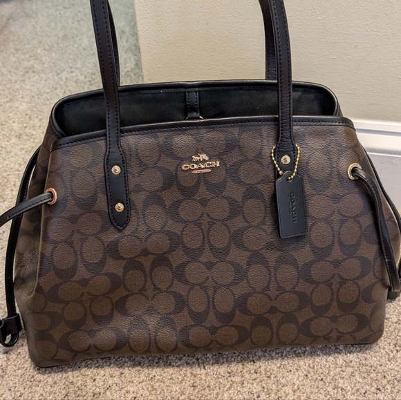 Coach | Bags | Coach Brown And Black Shoulder Bag With Signature ...